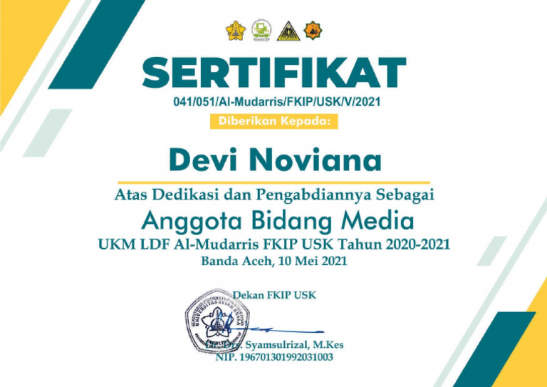Sertifikat - Devi Noviana | PDF