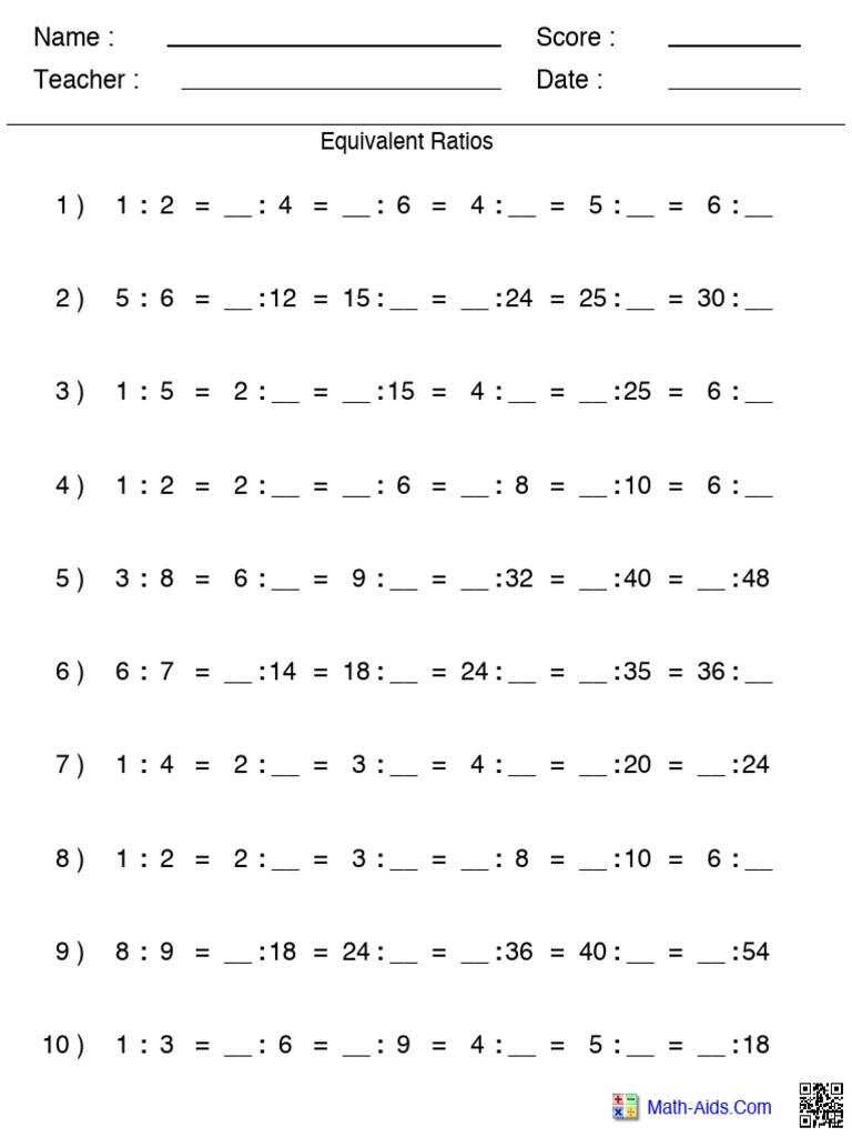 Equivalent Ratios and Rates Worksheet | PDF | Vehicles | Car