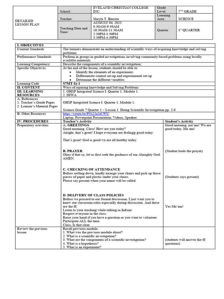 DLP Lesson 4 | PDF | Experiment | Hypothesis