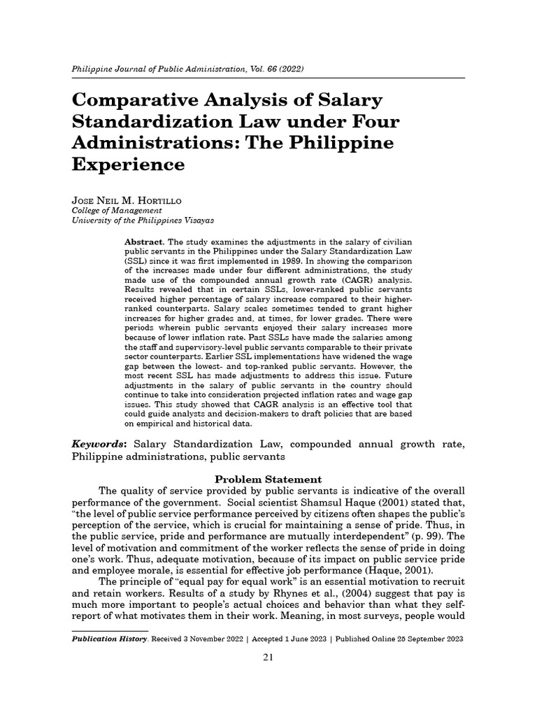 Comparative Analysis of Salary Standardization Law Under Four ...
