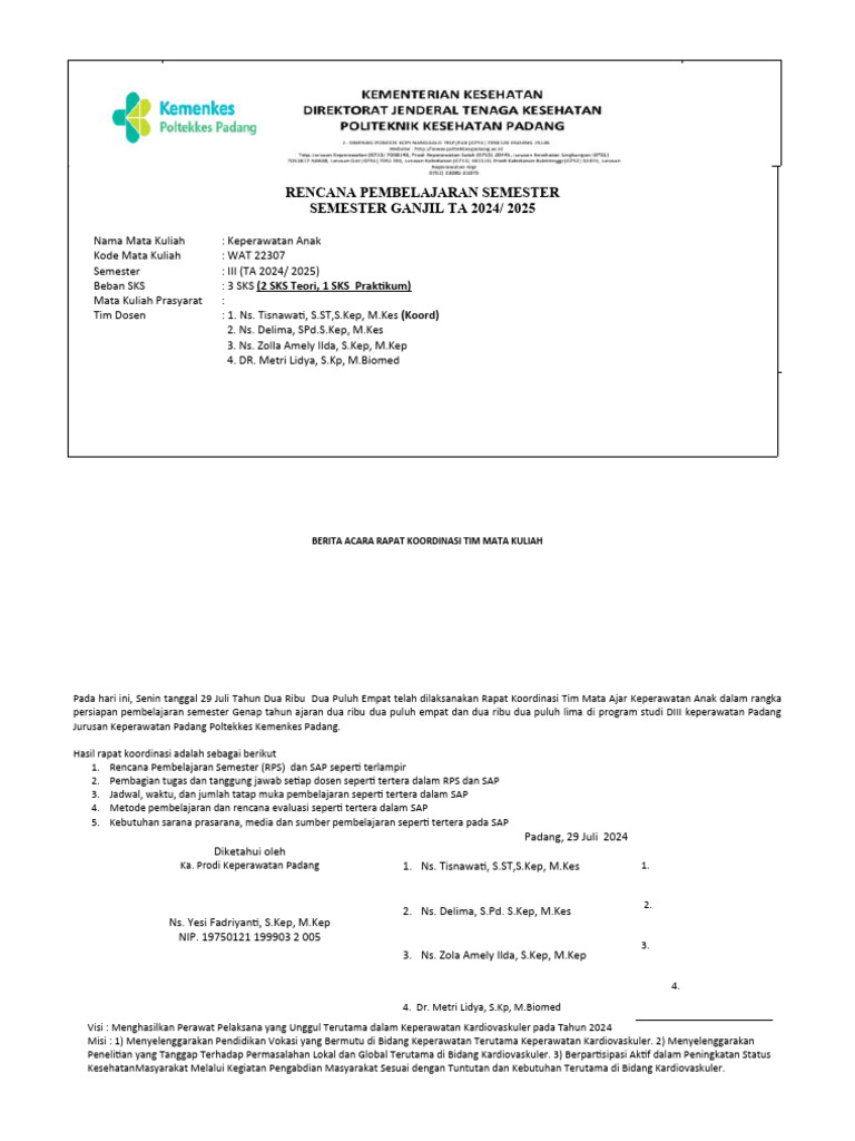 RPS Kep Anak Ganjil | PDF