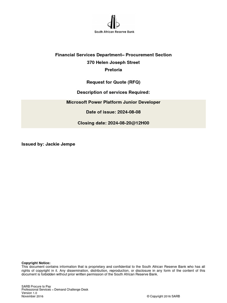 RFQ - Microsoft Powerplatform Junior Developer | PDF | Employment | Agile Software Development