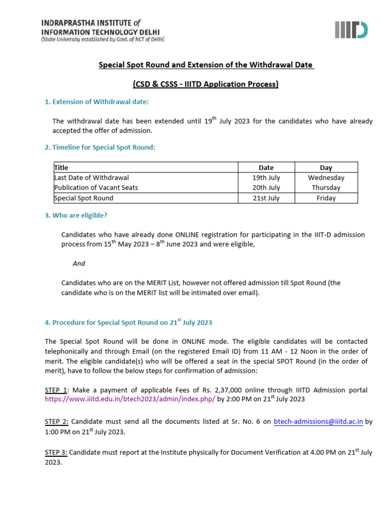 Notice For Special Spot Round | PDF