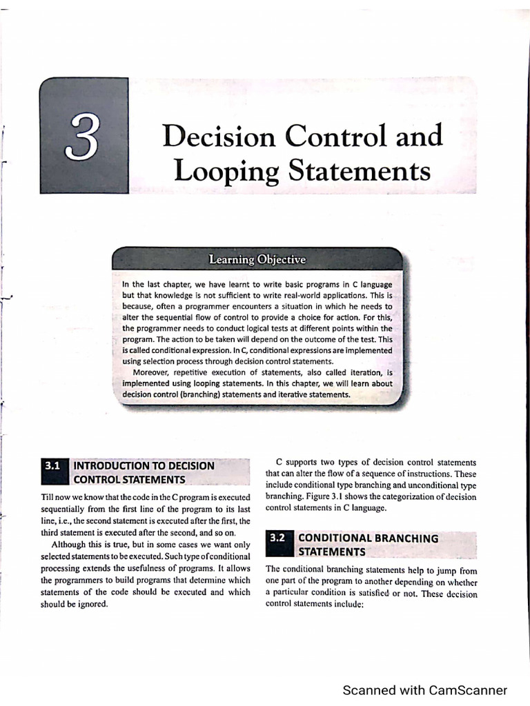 C@3 - Desicion Control & Looping Statements | PDF