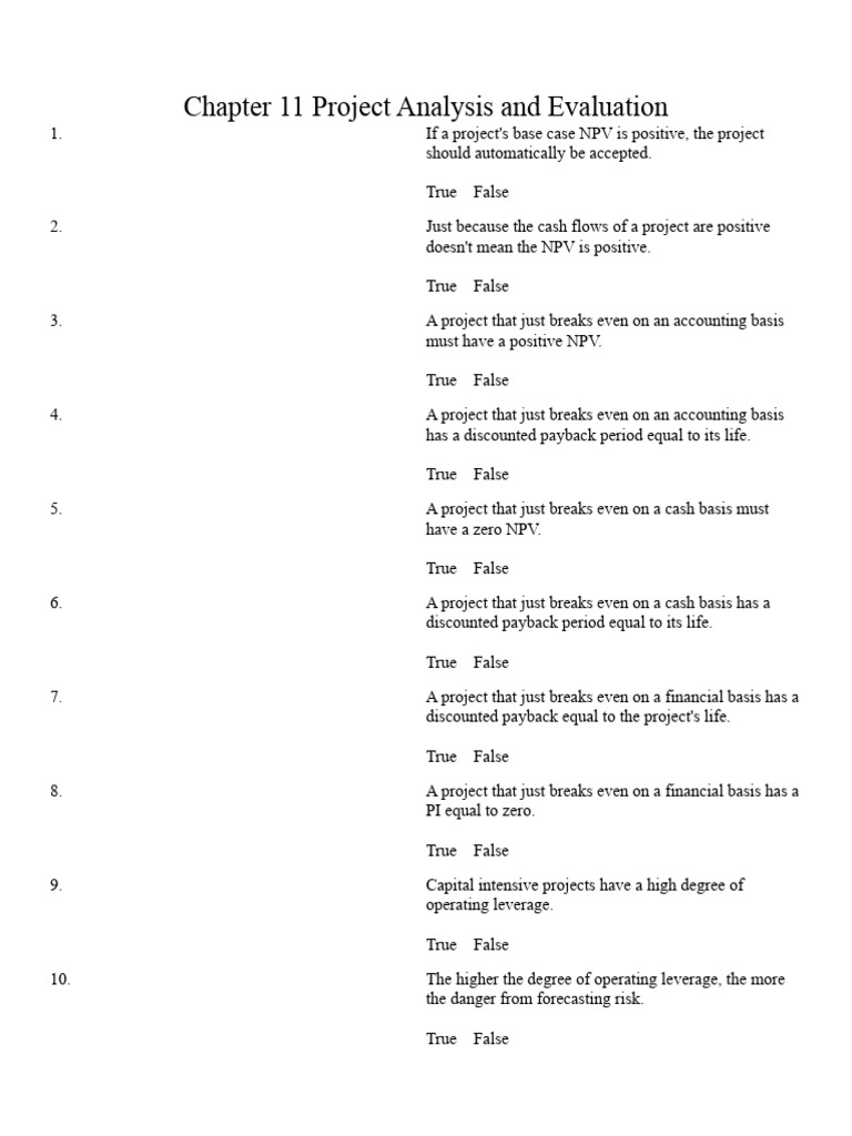 Chapter 11 Project Analysis | PDF | Depreciation | Net Present Value