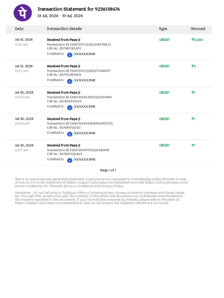 PhonePe Statement Jul2024 Jul2024 | PDF
