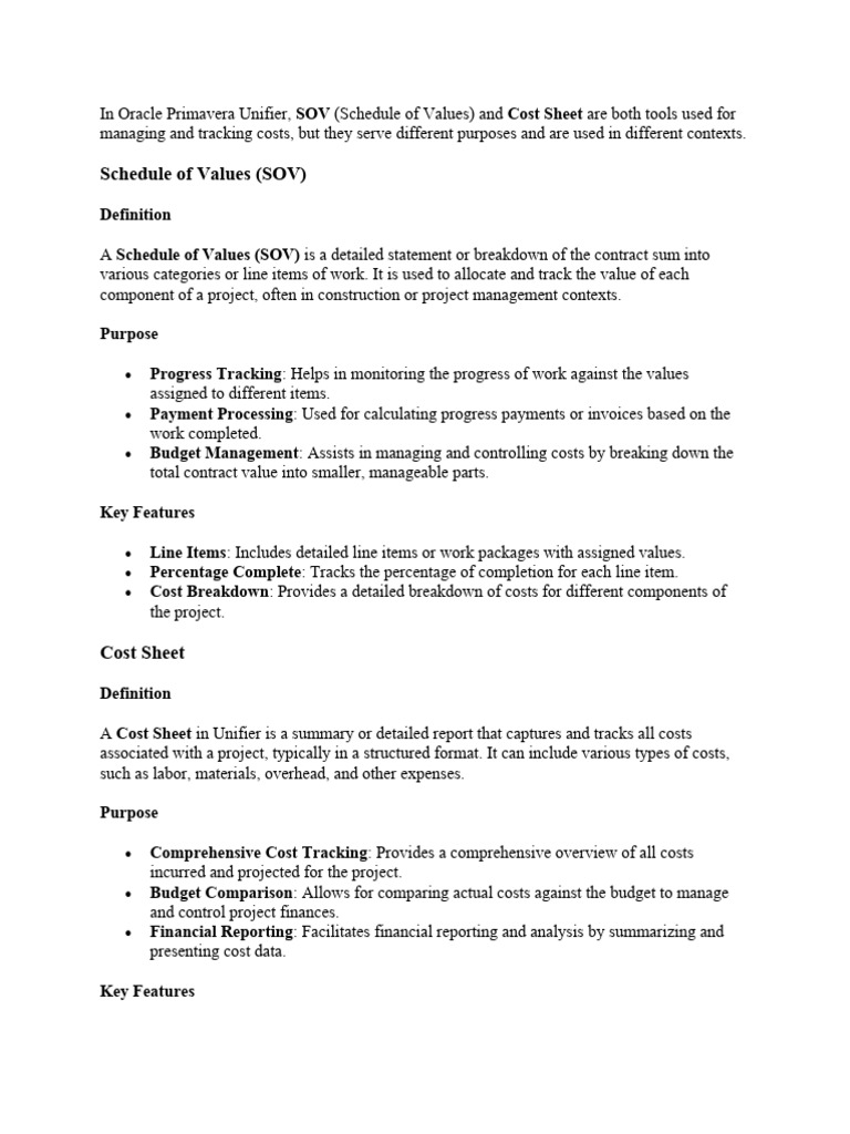 Sov & Cost Sheet | PDF | Cost | Project Management