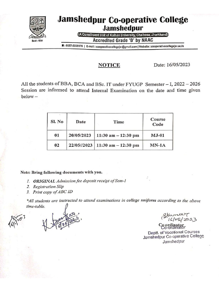 Internal Exams (BBA, BCA, IT) 2022 - 2026 - Sem 1 - Compressed | PDF
