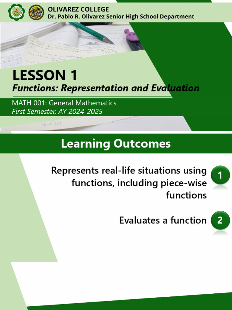 2425 MATH 001 Lesson 1 B | PDF | Function (Mathematics) | Elementary Mathematics