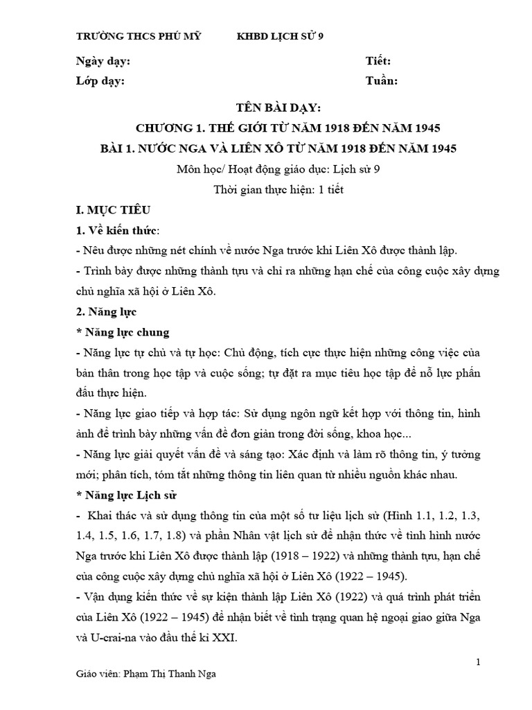 Ctst - Lịch Sử 9 - Bài 1 | PDF