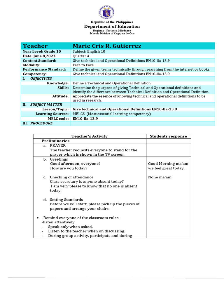 DLL-Give Technical and Operational Definition | PDF | Teachers | Definition DLL-Give Technical and Operational Definition | PDF | Teachers | Definition