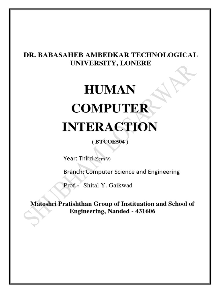HCI Syllabus Compressed | PDF | Human–Computer Interaction | Human Factors And Ergonomics
