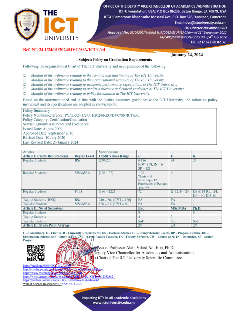 PDF Official Credits Requirement Graduation Requirement Policy | PDF ...
