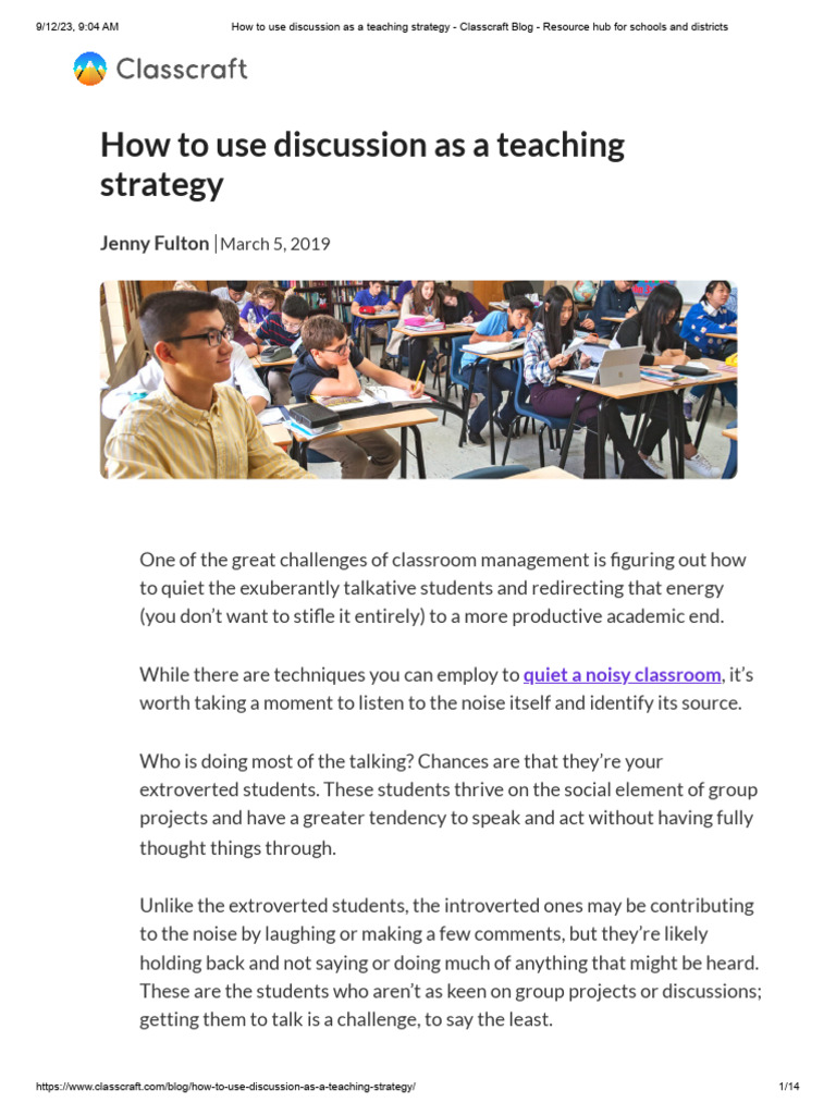 Effective Classroom Discussion Strategies | PDF | Extraversion And ...