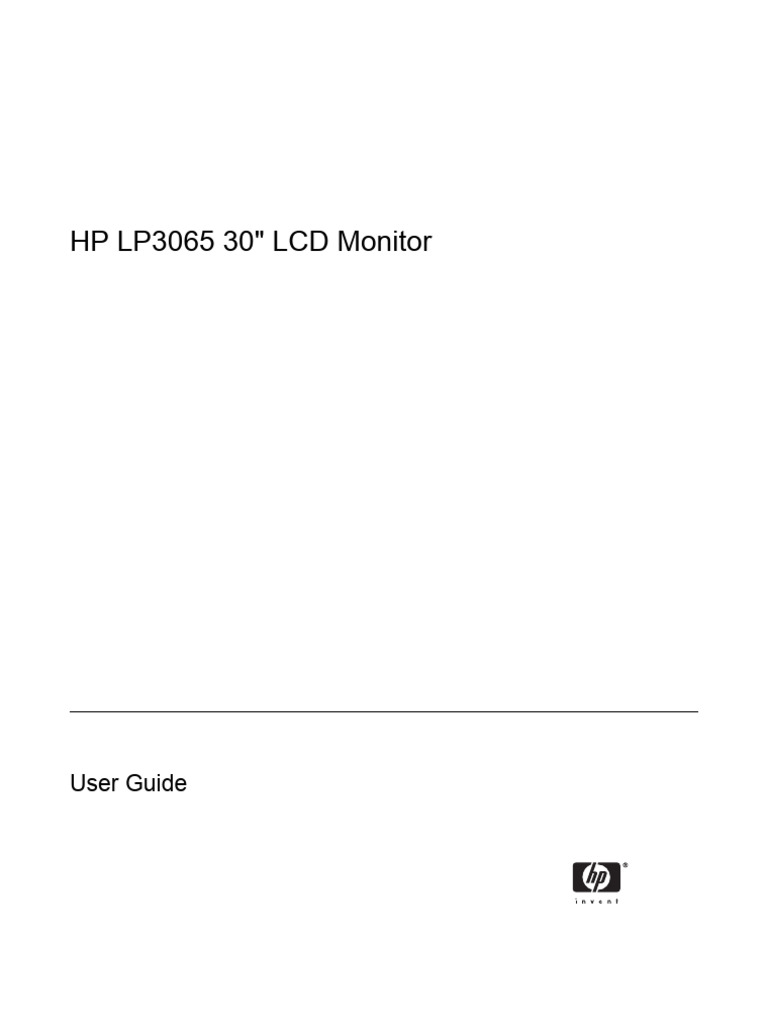 HP LP3065 30 LCD Monitor User Guide 291187 | PDF | Computer Monitor | Usb