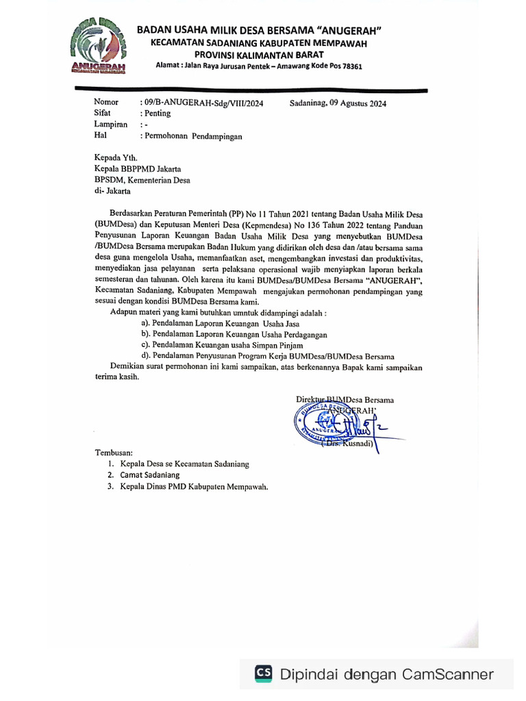 Surat Permohonan Pendampingan | PDF