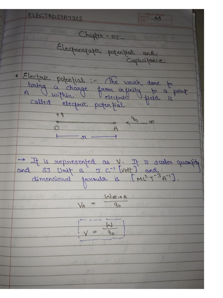 Class 12th Physics Chap 2 Electric Potential. | PDF