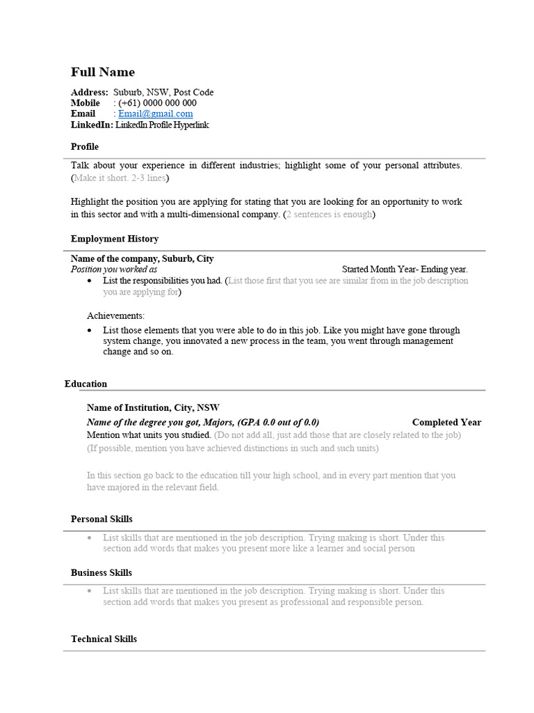 Resume Temp. 101 | PDF | Résumé
