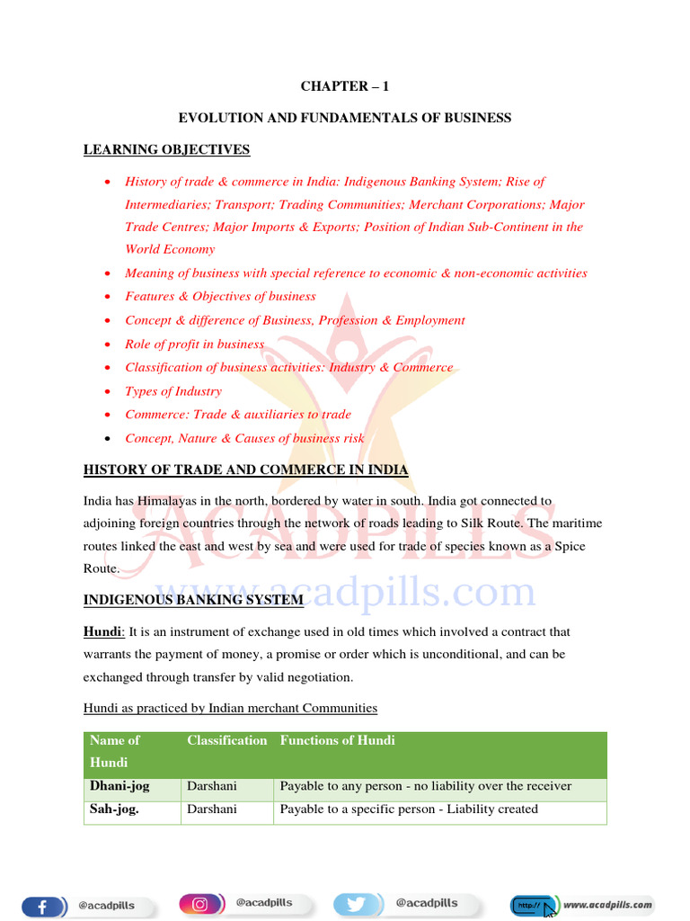 CHAPTER - 1 Evolution and Fundamental of Business | PDF | Trade | Commerce