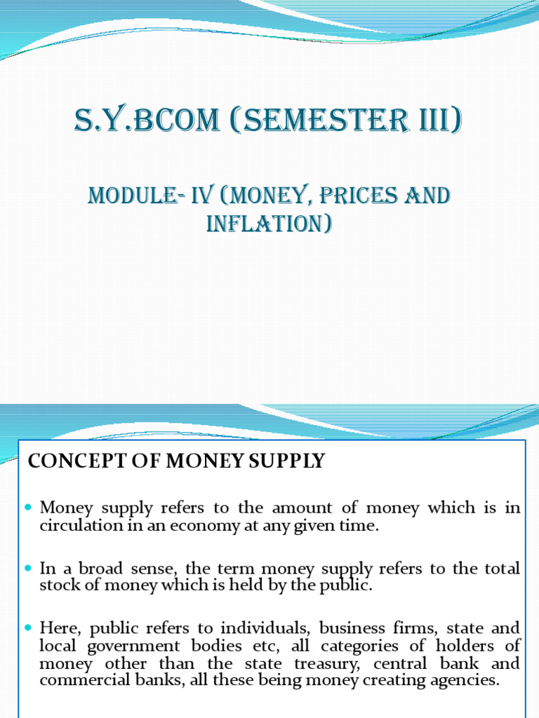 MODULE - IV | PDF | Demand For Money | Money Supply