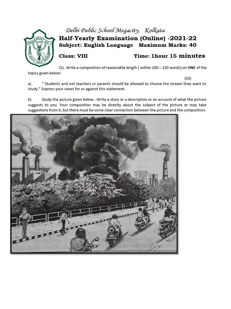 Class 8 Icse Eng Lang DPSMC 2021 Term 1 | PDF