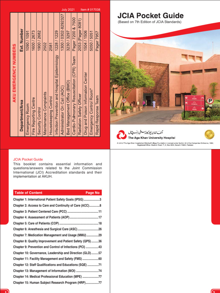 JCIA Pocket Guide Booklet 7th Edition | PDF | Patient | Anesthesia