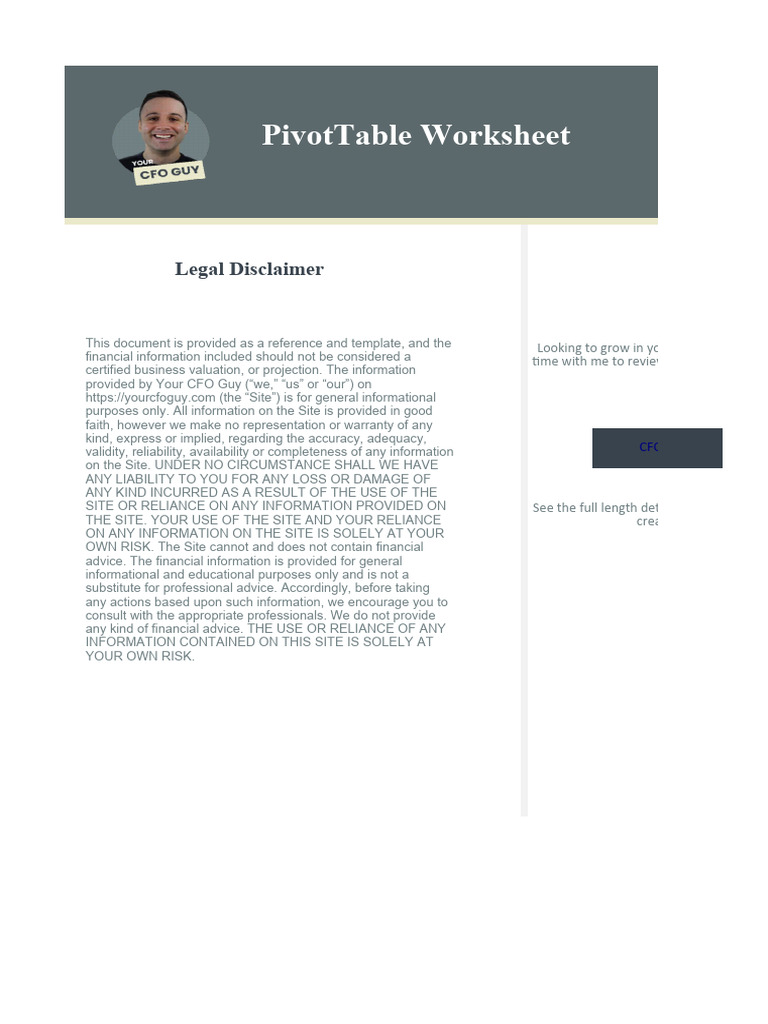 Your CFO Guy - PivotTables Worksheet | PDF | Expense | Payroll Tax