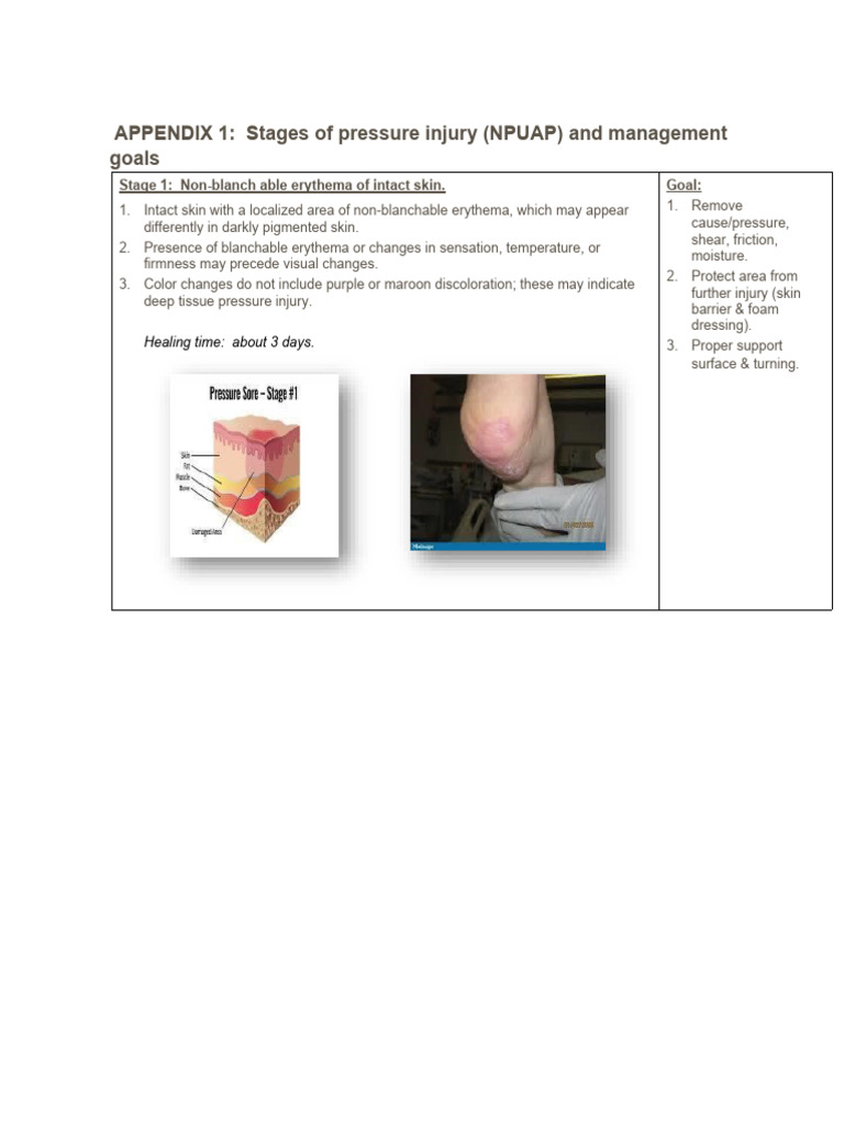 APPENDIX 1 PI Stages and Management | PDF | Pain | Clinical Medicine