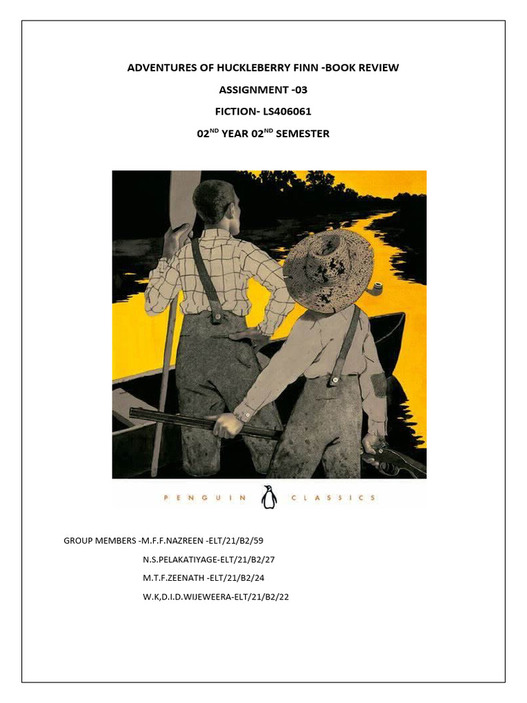 Adventures of Huckleberry Finn - Book Review | PDF | Huckleberry Finn ...