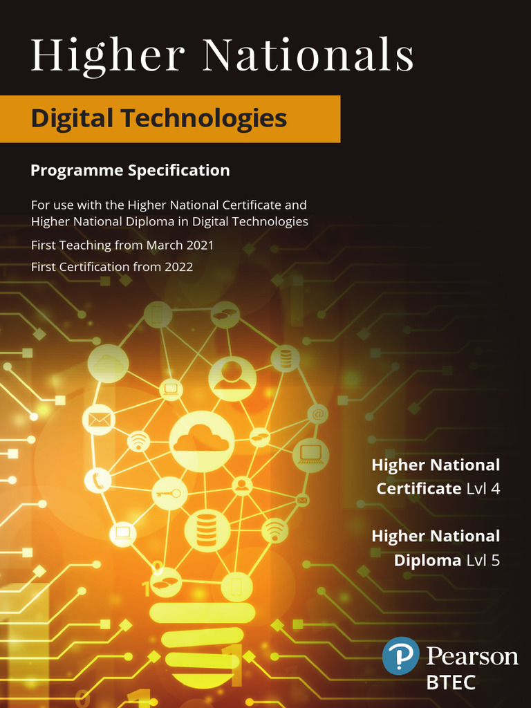 Pearson BTEC Higher Nationals in Digital Technologies Programme ...