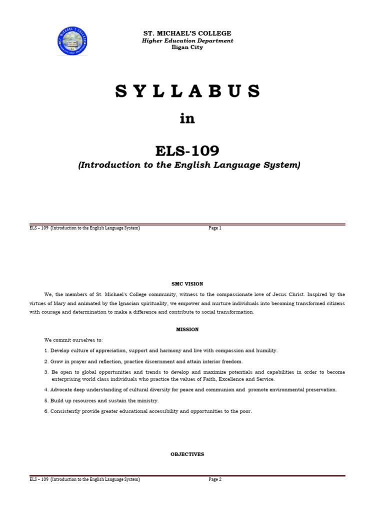 ELS 109 Syllabus 2018 | PDF | Linguistics | Cognitive Science