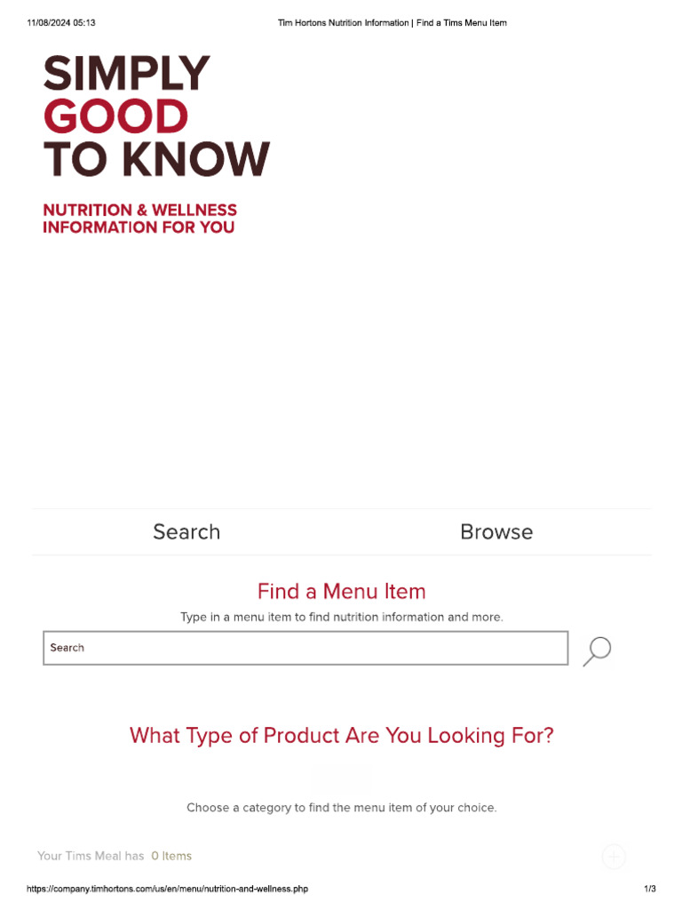 Tim Horton Menu | PDF