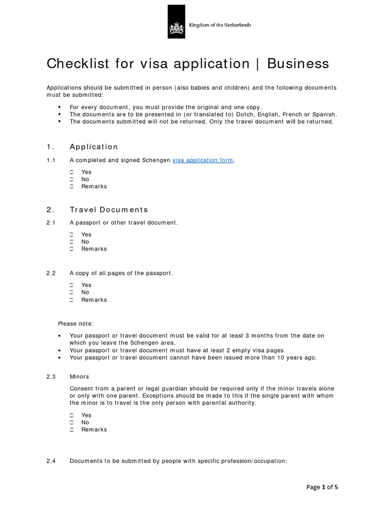 Visa Application Checklist for Business | PDF | Travel Visa | Passport