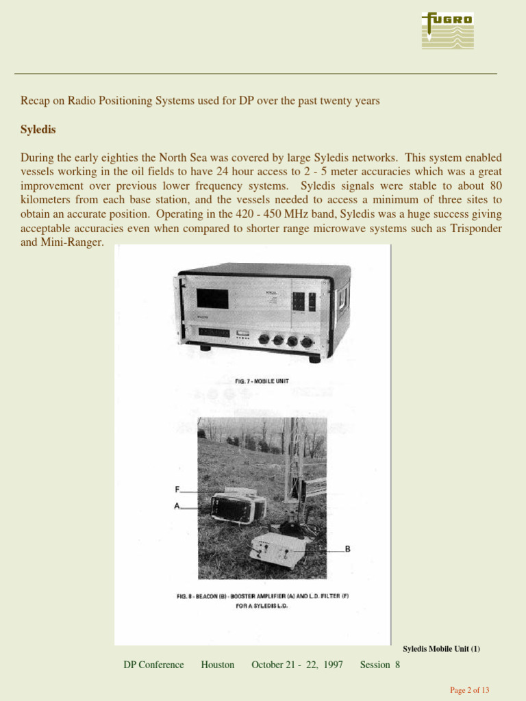 Recap On Radio Positioning Systems Used For DP Over The Past Twenty ...