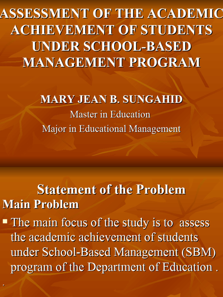 Assesment of The Academic Achievement - For Final Defense Presentation ...