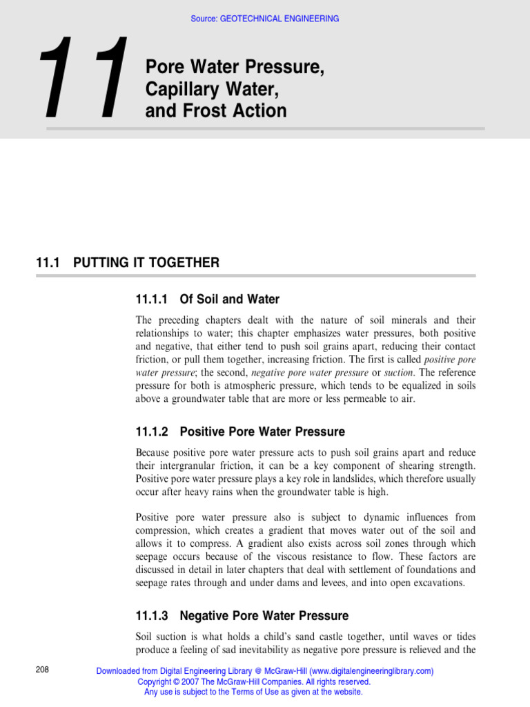 11 - Pore Water Pressure, Capillary Water | PDF | Surface Tension ...