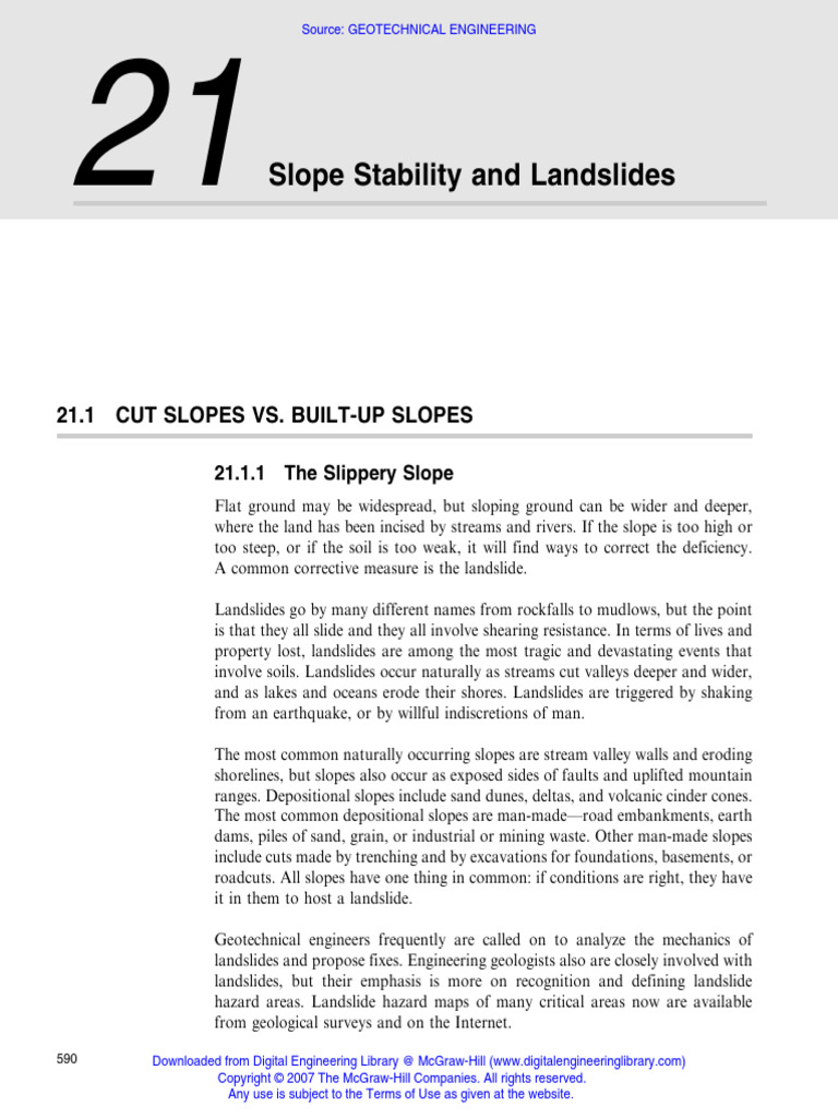 21 - Slope Stability and Landslides | PDF | Landslide | Geotechnical Engineering