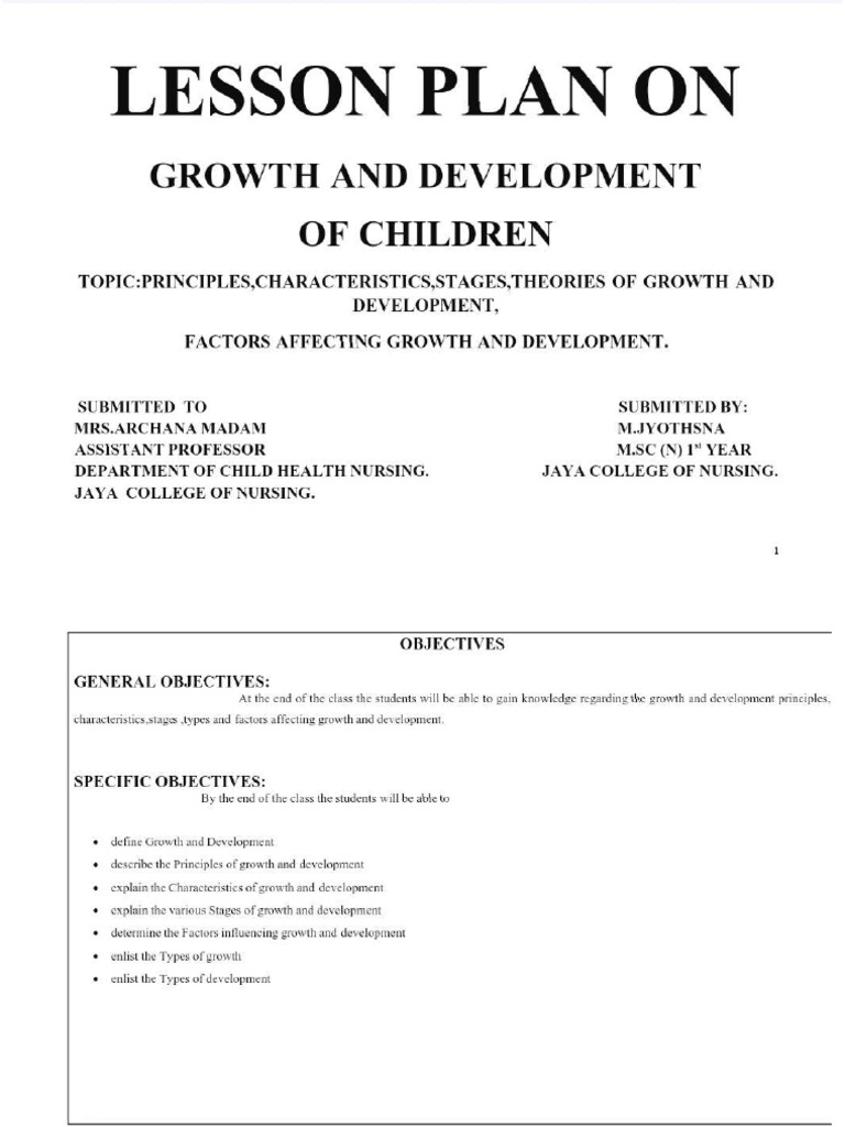 Growth and Development Lesson Plan | PDF