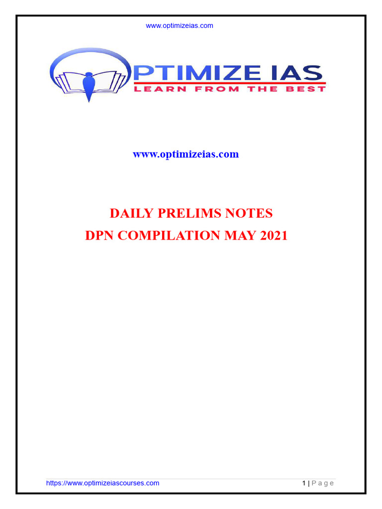Daily Prelims Notes DPN Compilation May 2021 | PDF
