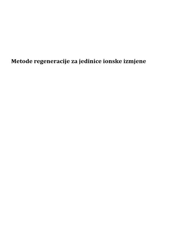Metode Regeneracije Za Jedinice Ionske Izmjene | PDF