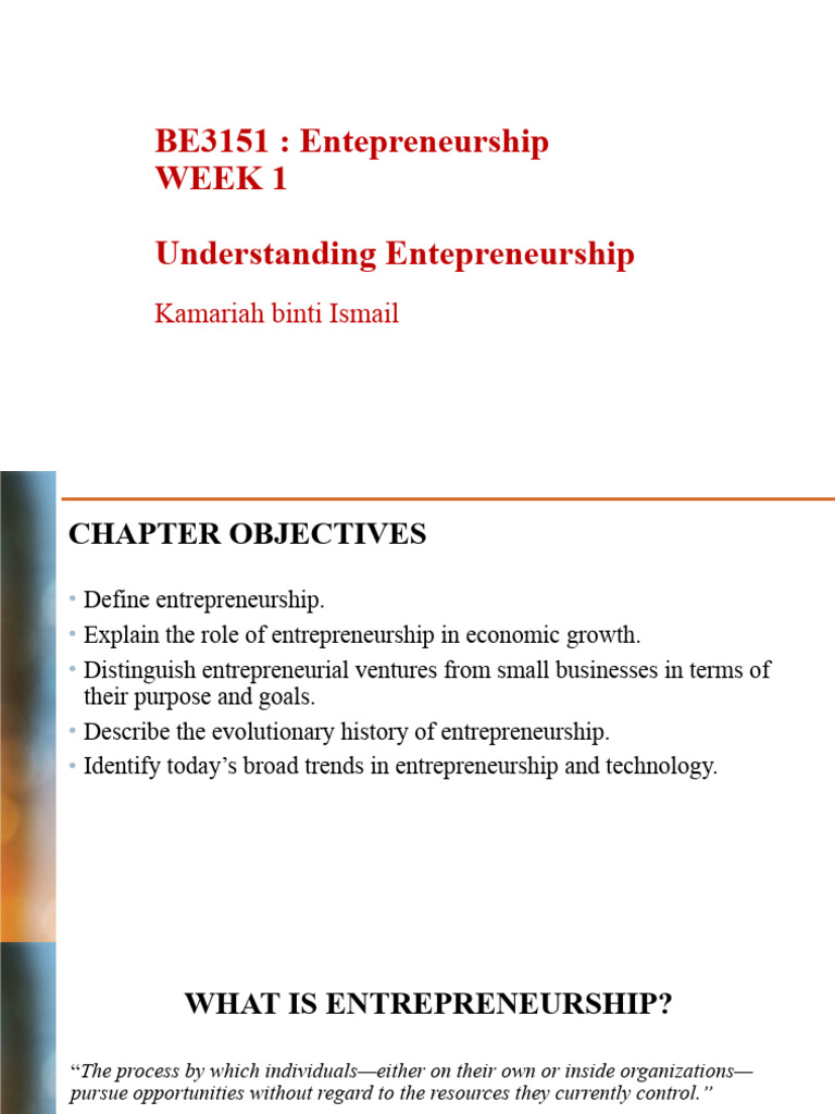 Chapter1; Introduction | PDF | Entrepreneurship | Startup Company