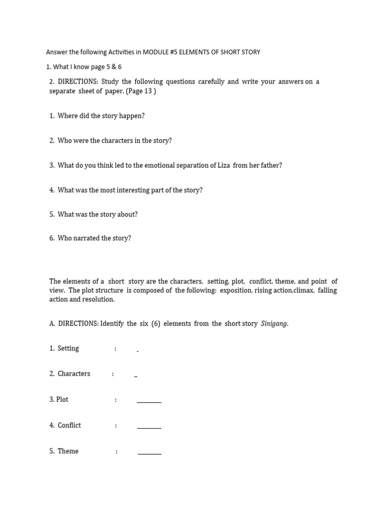 Module 5 Activities To Accomplish | PDF | Plot (Narrative)