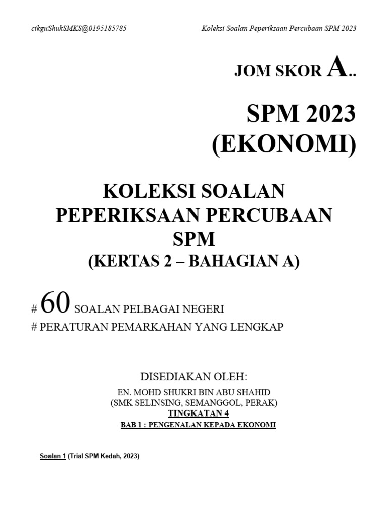 Jawapan Trial SPM 2023 (BHGN A) | PDF