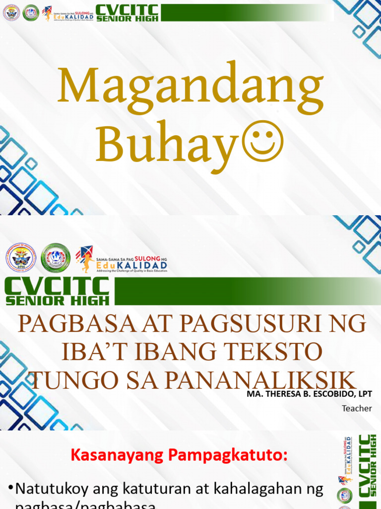 WK.1 Ang Pagbasa | PDF