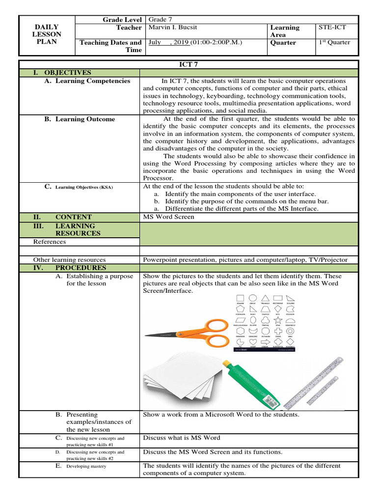 DLP Ict Ms Word PDF Free | PDF | Educational Technology | Learning