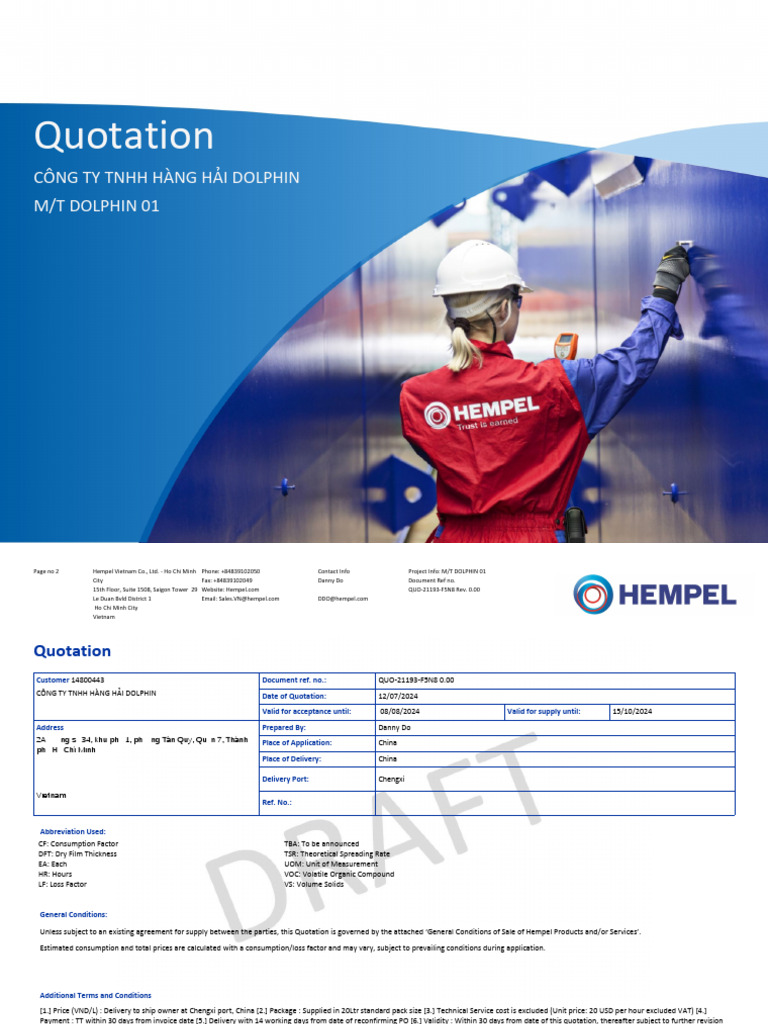 MT DOLPHIN 01 Quotation & Specification 2024-07-12 | PDF | Ho Chi Minh City