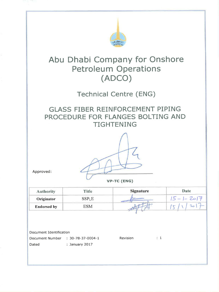 GRE Flange Bolting and Tightening Procedure | PDF | Screw | Mechanical ...