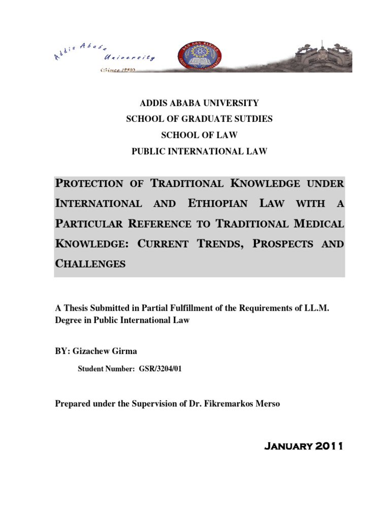 Protection of Traditional Knowledge Under International and Ethiopian ...