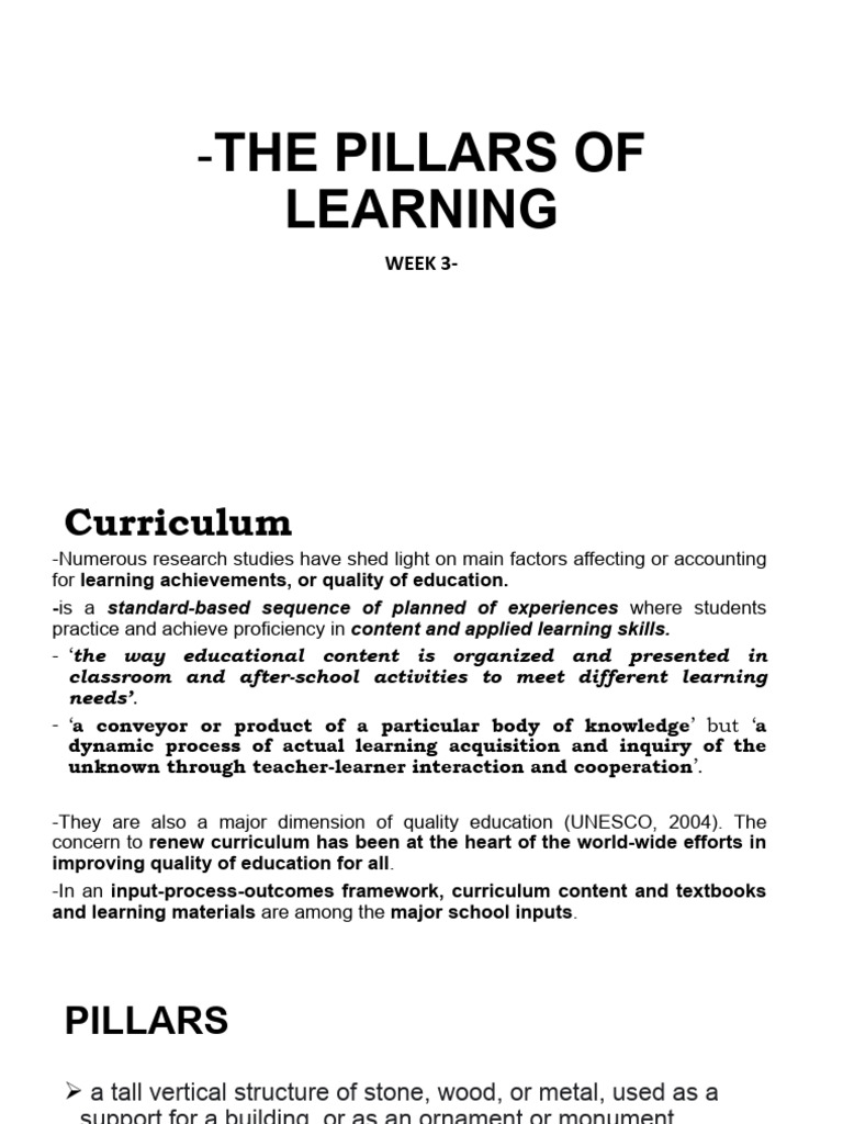The Pillars of Learning | PDF | Learning | Curriculum