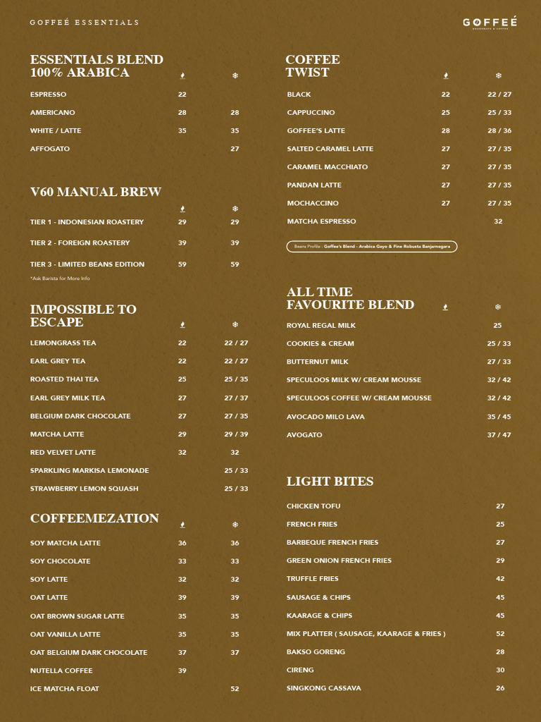 GOFFEE MENU BOOK A3 PORTRAIT PONTIANAK | PDF | Doughnut | Coffee